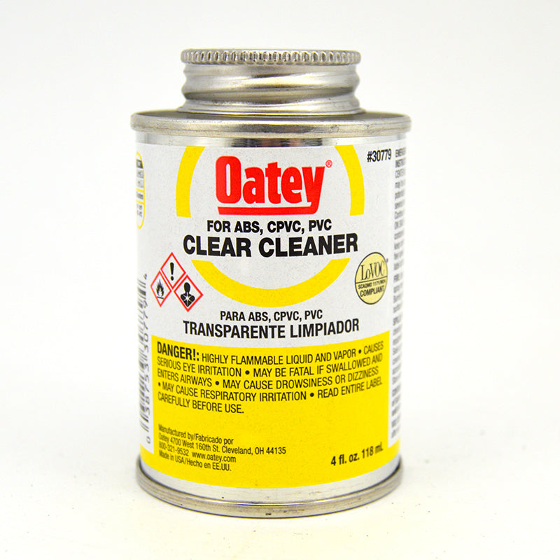 Oatey Clear Cleaner for PVC, CPVC, ABS - 1/4 Pint – PVC Fittings Online